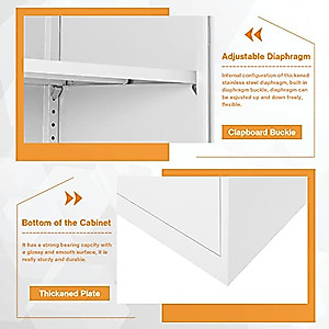 Pataku Metal Storage Cabinet Lockable Steel Storage Cabinet with Doors and Shelves, Office Locking Cabinet for Home, Office, Garage, Warehouse, Basement (White)