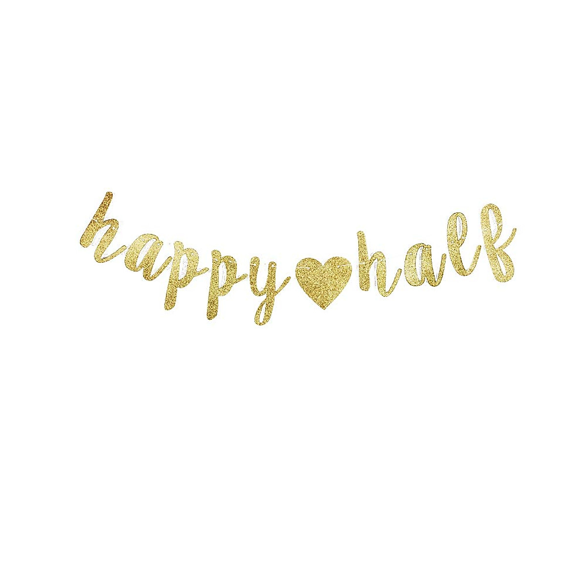 Happy Half Banner, Baby Boys/Girls' 6 Months/Half Year Birthday, Baby Shower Party Gold Gliter Paper Sign