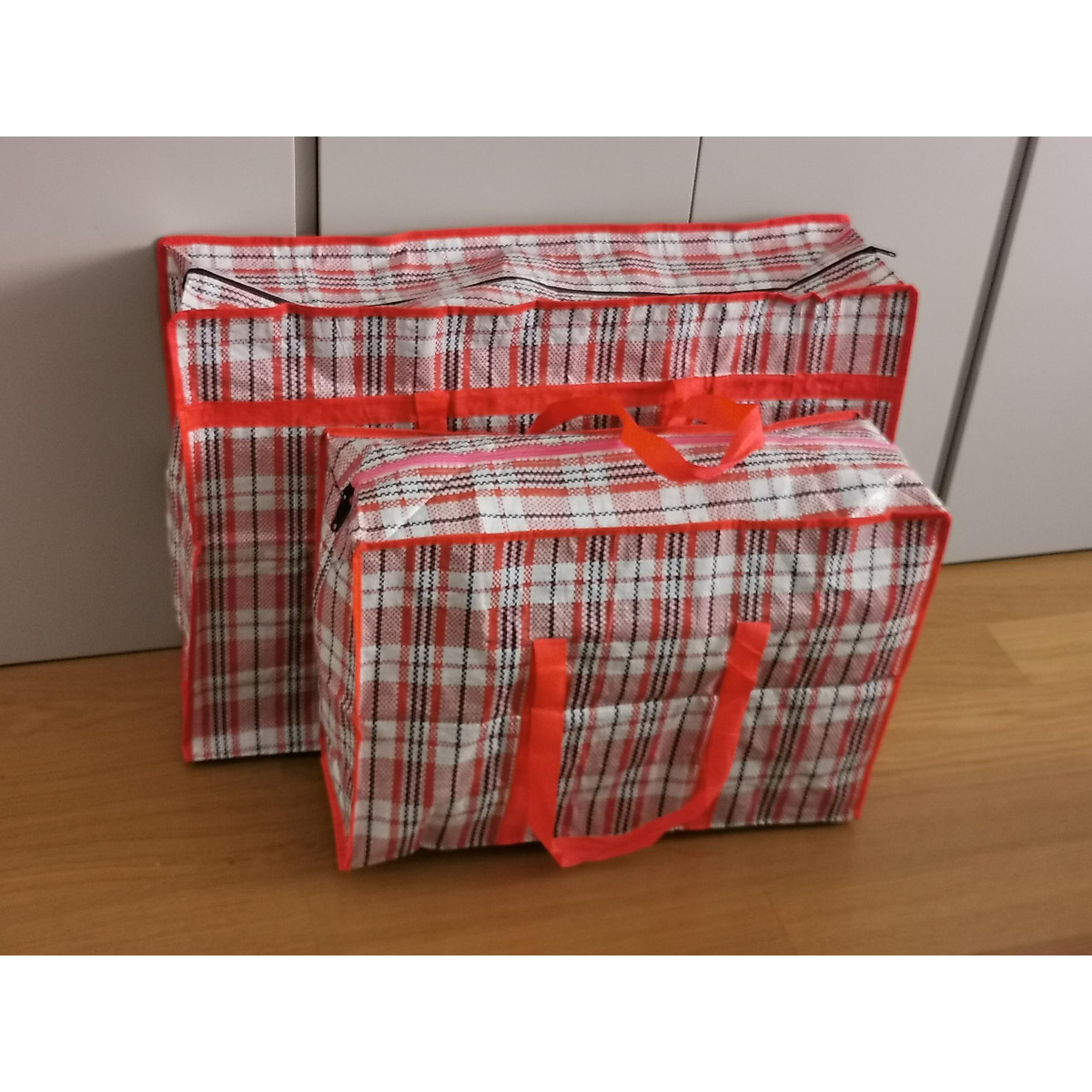 3 pack Woven Moving Storage Bags - Waterproof, Tear-Resistant, Foldable with Dual Zipper - Sizes: 132L, 103L, 58L - For Moving, Office, Bedroom, College Dorm, and Outdoor Use