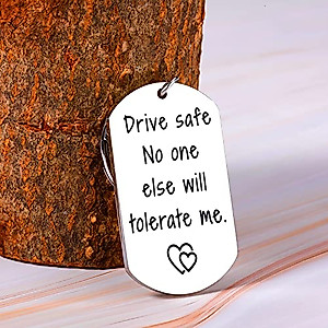 Christmas Gifts for Boyfriend Girlfriend Drive Safe Keychain Valentines Day Gifts for Him Her Stocking Stuffers for Men Women Wife Husband Anniversary Birthday I Love You Gifts Boyfriend Gifts Keyring