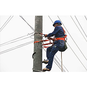 HUAWELL Safety Belt with Adjustable Lanyard, Tree Cement Pole Climbing Harness Protective Gear, Personal Protection Fall Arrest (Yellow)