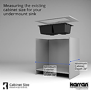 Karran QU-610 Undermount Quartz Composite 32 in. 60/40 Double Bowl Kitchen Sink in Black