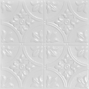 Shanko SKPC309-wh-24x24-N-6 Tiny Tiptoe Stamped Metal Nail-up Tin Ceiling Tile (24 sq. ft), White, Pack of 6