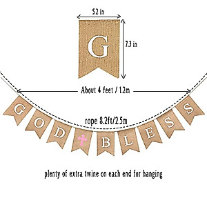 CHRORINE Baptism Decorations Christening First Communion Confirmation Decorations for Girls, Baptism God Bless Banner and Pink Party Decorations - Pink Set