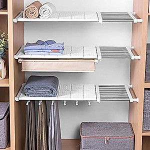 PATKAW Closet Shelf 1 Set Expandable Shelf Divider Separator Closet Tension Shelf Wardrobe Separator Racks for Closet, Wardrobe, Kitchen, Bookcase (3-90cm) Adjustable Locker Shelf