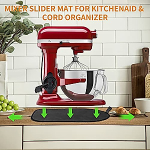 Owowong Sliding Mat for Kitchenaid Stand Mixer Slider Mat for KitchenAid 5-8 Qt Appliances Air Fryer Slider Mat, 4.5-5 Qt Mat+ Black Bendable Kitchen Accessories
