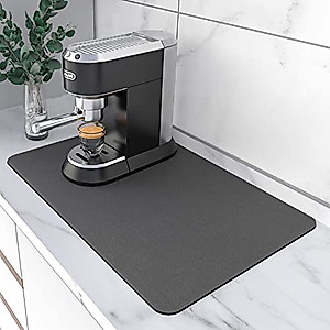 Coffee Maker Mat for Countertops: Coffee Mat Absorbent Coffee Bar Mat for Kitchen Hide Stain Rubber Backed, 12" X 17" Coffee Bar Accessories Fit Under Coffee Machine Coffee Pot Appliance Mats (Grey)