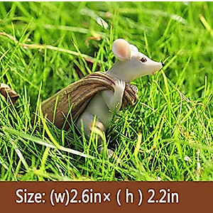 starbluegarden Amusing Mini Mouse with Bag Statue Figurine Ornament Home Fairy Garden Decor for Bookshelf Flowerpot