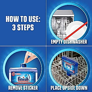 Finish Jet-Dry Rinse Aid, Dishwasher Rinse Agent & Drying Agent, 8.45 Fl Oz with Finish Dual Action Dishwasher Cleaner: Fight Grease & Limescale, Fresh, 8.45oz