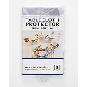BRODER MFG. INC. Tablecloth Protector Crystal Clear Vinyl (52"x70" Oblong) | Thick, Durable Clear Table/Tablecloth Protector | Perfect for Parties, Special Occasions, Gatherings, and Everyday Use