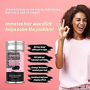 immetee Hair Wax Stick, Wax Stick for Hair & Hair Wax Stick for Flyaways, Edge Control Slick Stick, Hair Wax Stick for Wigs Men ＆ Women-75g