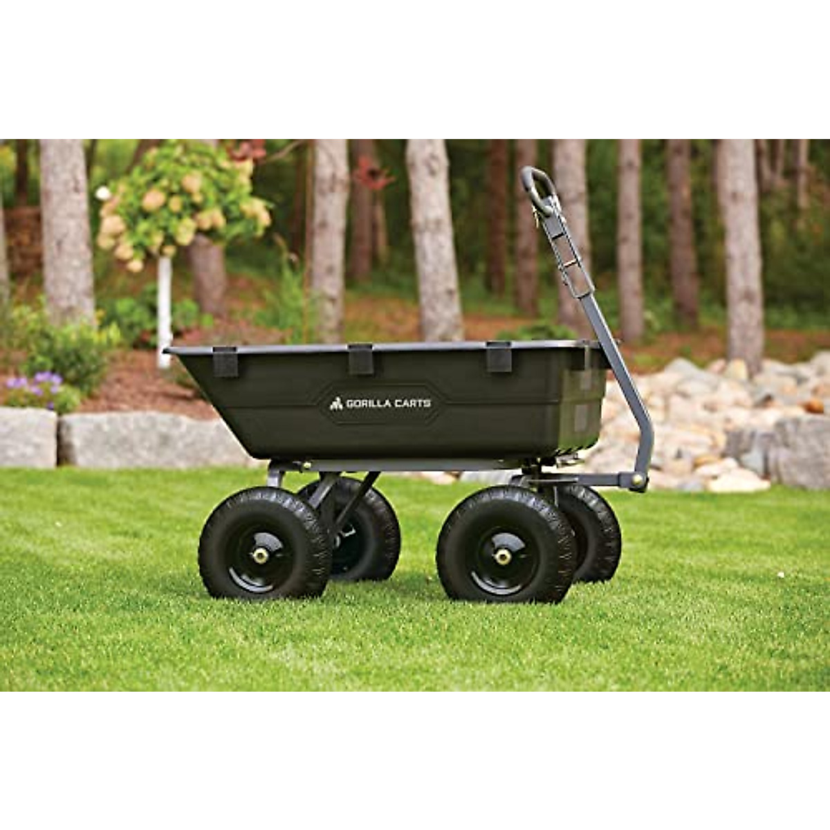 Gorilla Carts GOR6PS Poly Yard Dump Cart, Heavy-Duty Convertible 2-in-1 Handle, 1-(Pack), Black