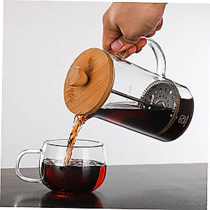 Ciieeo Expresso Coffee Cup Coffee Glass Press Kettle Cold Brew Coffee Pot Manual Coffee Pot Resistant Teapot Tea Maker Borosilicate Coffee Pot Concentrate Travel Wood Jug