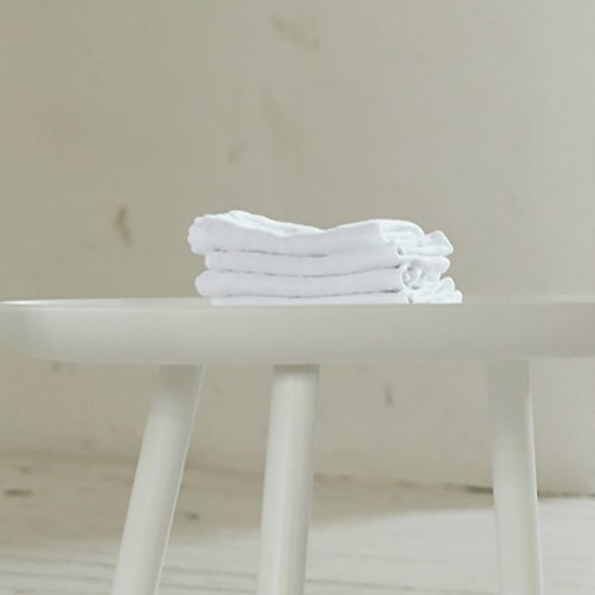 LinenMe Wash Cloths x4 100% Linen , 12 by 12-Inch, Optical White