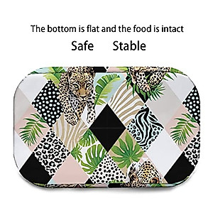 Tropical Palm Leaves and Exotic Leopard Printed Lunch Box Tote Bag with Handles and Shoulder Strap for Men Women Work Picnic