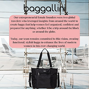 Baggallini Essential Laptop Tote - Work Tote Bag with Laptop Sleeve - Lightweight Travel Crossbody Shoulder Bag for Women, Black