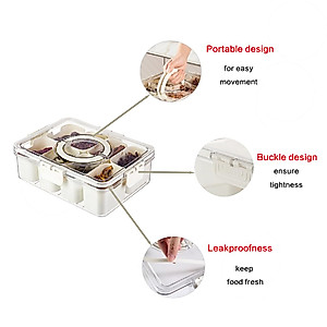 YSSY spread Divided Serving Tray with Lid and Handle, Snackle Box Container for Portable Snack Platters, Storage Organizer for Veggie, Snackle, Fruit, Candy-Perfect for Party, Travel, & Picnic