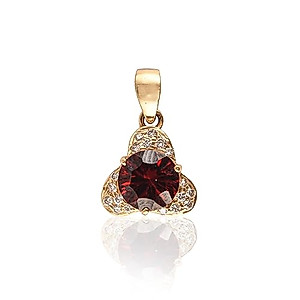 Jewel Vine Natural Garnet Diamond Pendant, Solid 14K Gold Pendant, Unique Pendant Necklace, January Birthstone Necklace, Gemstone Pendant (14K Solid Yellow Gold)