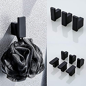 RANDOM Black Towel Hooks,Bathroom Hardware Accessories Hook SUS 304 Stainless Steel Matte Black Robe Hook for Bathroom Kitchen,Contemporary Style Wall Mounted 2 Pack.
