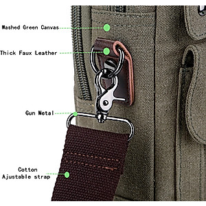 Stylish 17 inch Canvas Laptop Bag Messenger Bag Briefcase Vintage Crossbody Shoulder Bag Military Satchel for Men BC-07 (Army-Green)