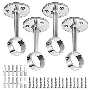 WMYCONGCONG 4 PCS Shower Curtain Closet Rod Holder Ceiling-mounted Curtain Rod Bracket 1 Inch Diameter Shower Curtain Flange Pole End Supports