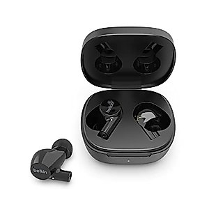 Belkin SoundForm Rise True Wireless Ear Buds with Wireless Charger Case, Dual Microphone, IPX5 Water Resistant Earbuds, Bluetooth Headphones, Compatible with iPhone, Galaxy, and More - Black