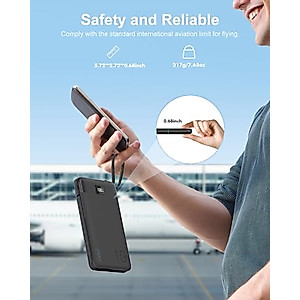 ANOUV Portable Charger with Built-in Cables&AC Wall Plug,10000mAh Power Bank,PD 22.5W USB-C Fast Charging External Battery Pack with LED Display Compatible with iPhones and All Smart Device（1 Pack）