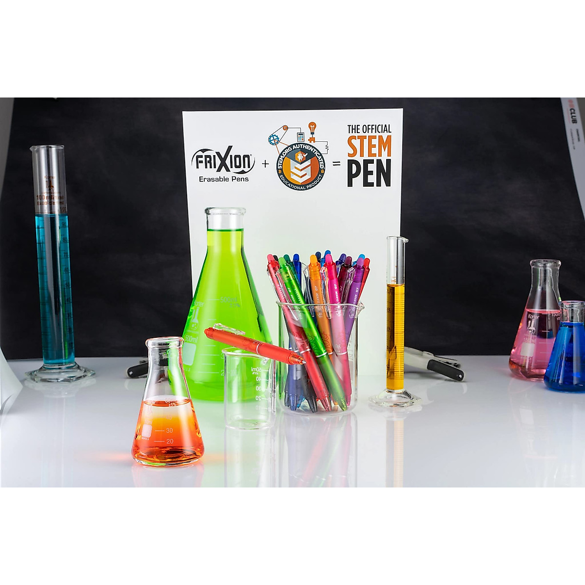 Pilot, FriXion Clicker Erasable Gel Pens, Fine Point 0.7 mm, Tub of 36, Black, Blue & Red