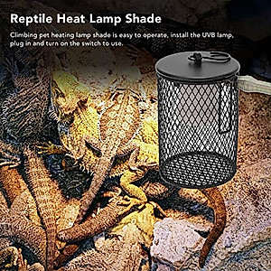 Reptile Lamp Cover, Anti-Scald Burn Protective Lampshade, Reptile Heater Lamp Guard, Heat Lamp Light Cage for Reptile, Reptile Anti-Scald Lampshade for Turtle Snakes Lizards Frogs Chicks(US Plug)