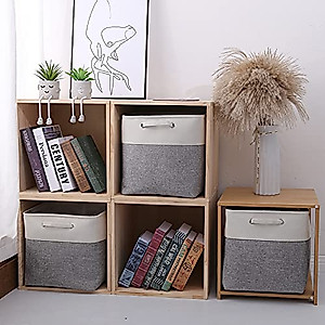 Huiru Extra Large Storage Baskets 3 Pack (13 × 13 × 13 inches) Foldable Cube Storage Bins Large Collapsible Organizer Baskets with Handles for Home Nursery Organization (Grey/White)