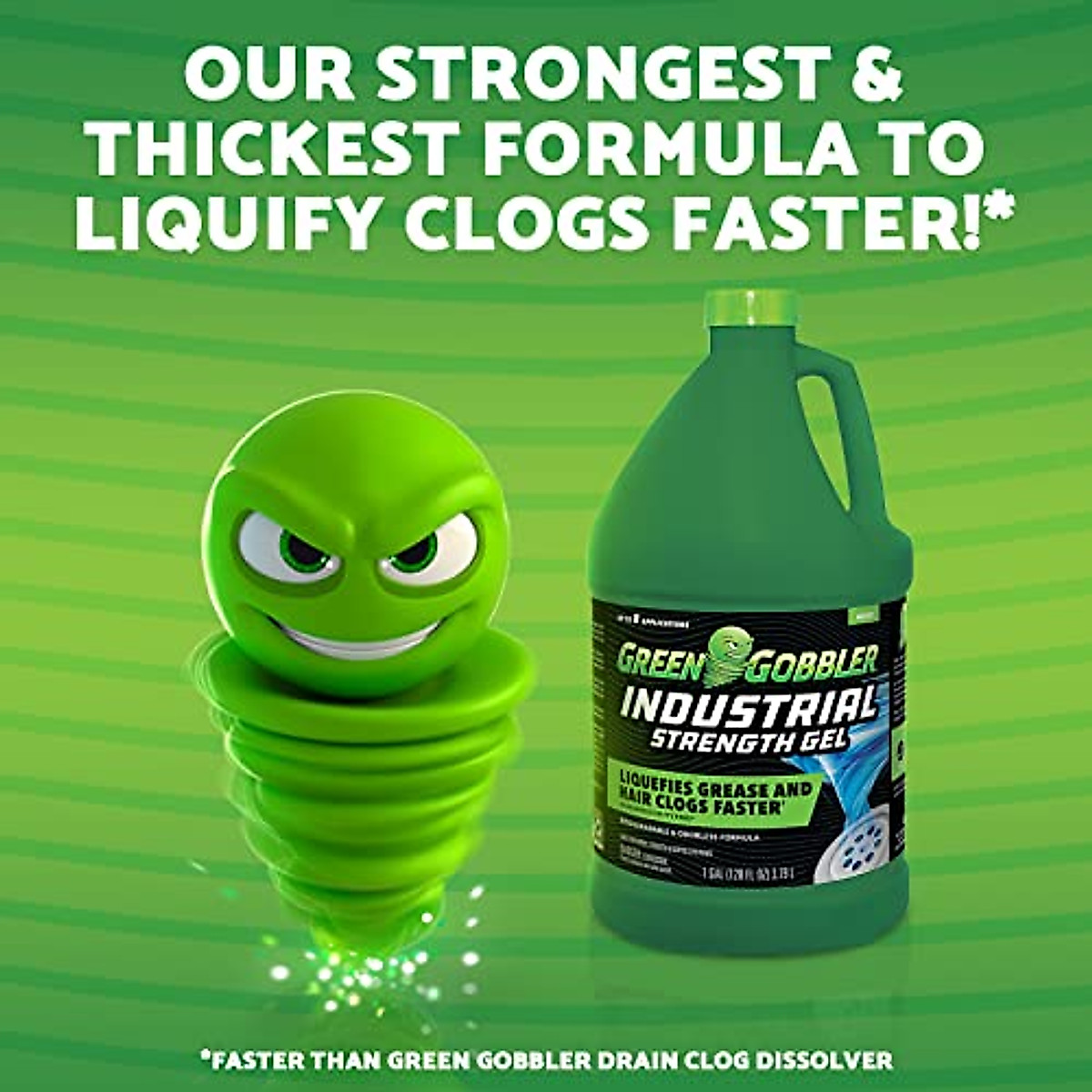 Green Gobbler Industrial Strength Grease and Hair Drain Clog Remover | Drain Cleaner Gel | Safe for Pipes, Toilets, Sinks, Tubs, Drains & Septic Systems | 1 Gallon