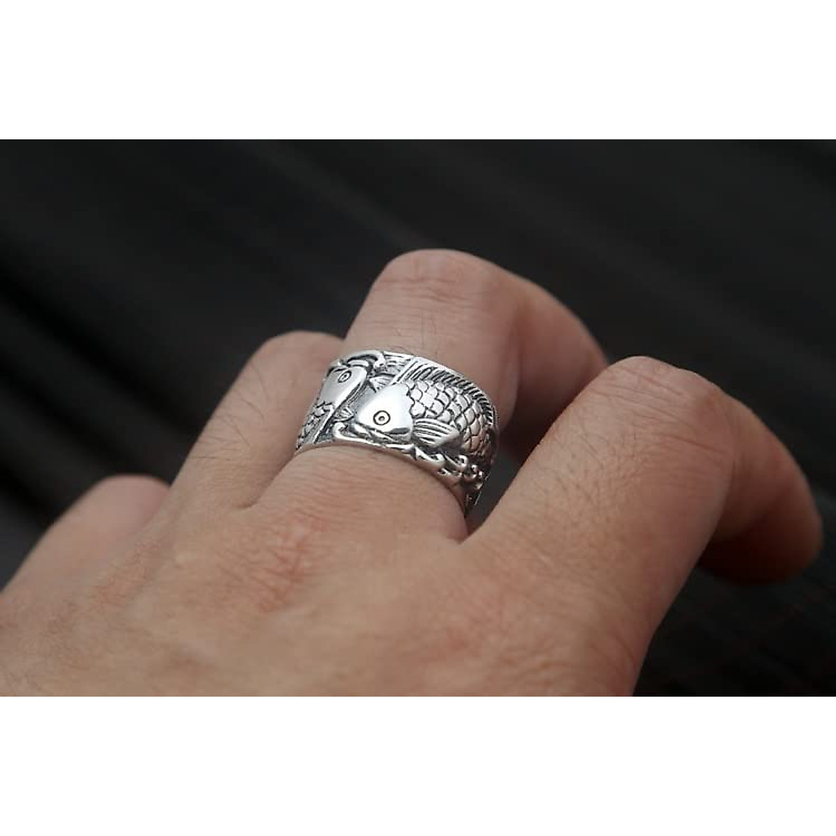 Pure Silver Japanese Koi fish ring Wedding Bands, 925 Sterling Silver Ring, Koi Tattoo Fish Carp Ring by SterlingMalee (9)