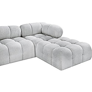 Meridian Furniture 611Grey-Sec8B Ames Collection Modern | Contemporary Modular Sectional with Rich Grey Boucle Fabric, Modular to Create Infinite Configurations, 204" W x 68" D x 28" H, Grey