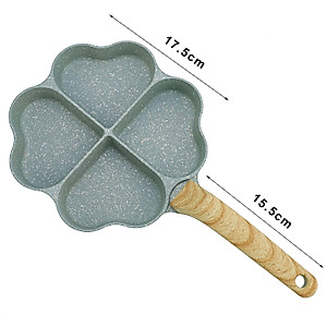 DAFEIKE Heart Pancake Pan Heart Shape Egg Pan Nonstick 4 Leaf Clover Egg Frying Pan Non Stick Aluminum Heart Egg Skillet, Green