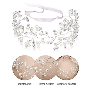 WILLBOND 2 Pieces Flower Girls Headpiece Princess Wedding Faux Pearls Rhinestone Headband Bridal Crystal Hairband Tiara for Flower Girls Toddler Crown Wedding Party Hair Accessory