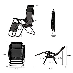 Zero Gravity Chairs Patio Chairs Lawn Lounge Chair Patio Set of 2 with Pillow and Cup Holder Patio Furniture Outdoor Adjustable Dining Reclining Folding Chairs for Deck Patio Beach Yard