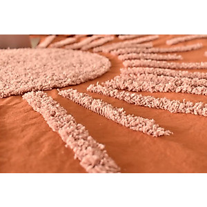 100% Cotton Ultra Luxury Tufted Duvet Cover Set, Elegant Tufted Duvet Cover Set with Stylish Textured Design (Rust, Queen 90" x 90")