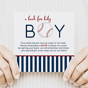 Baseball Books for Baby Shower Cards, Invitation Inserts Boys Book Request, Bring Book Instead of Cards Poem, Cute Storybook-Theme Ideas, 25 Pack