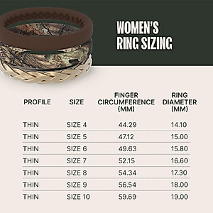Groove Life Mossy Oak Stackable Breakup Country Silicone Ring - Breathable Rubber Wedding Rings for Women, Lifetime Coverage, Unique Design, Comfort Fit Ring - Size 6