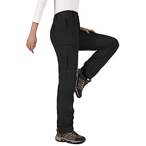 Cycorld Women's-Ski-Snow-Pants, Fleece Lined Water Resistant Windproof Pants Winter Hiking Softshell Pants for Women(Black,X-Large)