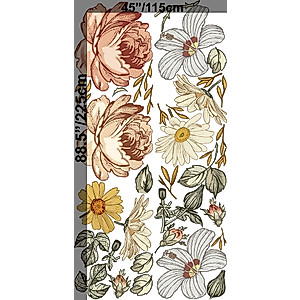 Murwall Kids Floral Wall Decal Soft Vintage Peony Flower Wall Sticker