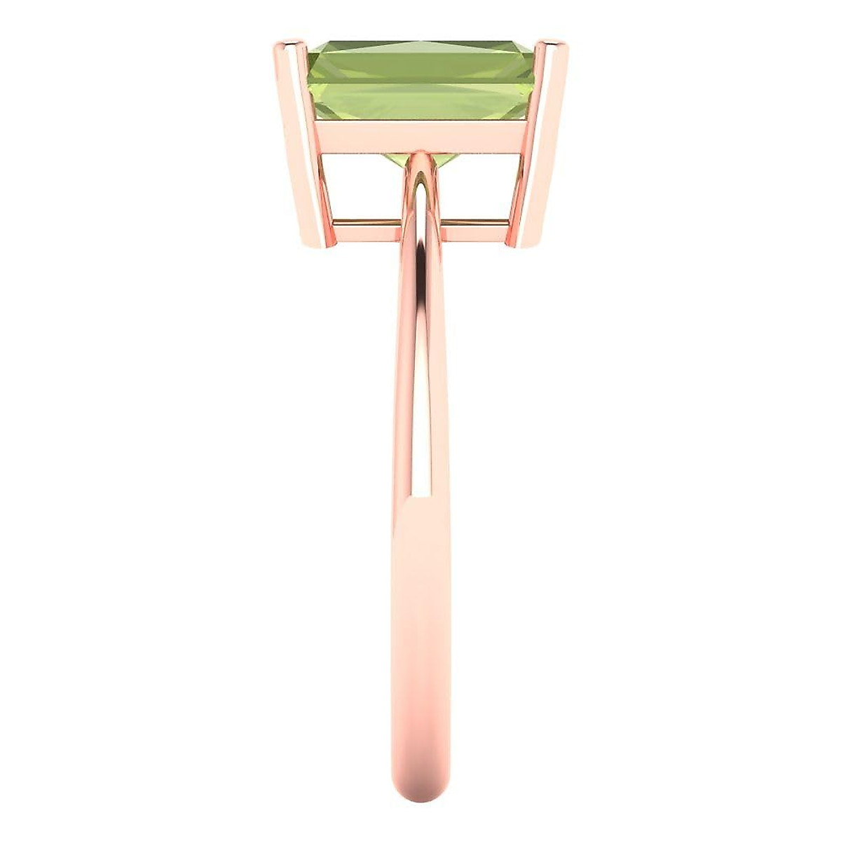 Clara Pucci 2.5ct Radiant Cut Solitaire Natural Peridot Engagement Wedding Bridal Promise Anniversary Ring 18K Rose Gold Size 7