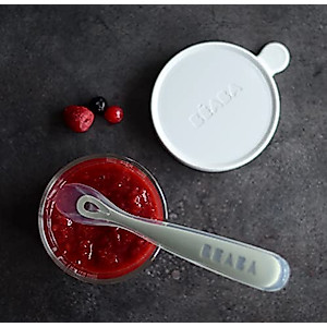 BEABA Baby's First Foods Spoon Set with Travel Case, Original Silicone Baby Spoons, Baby Essentials, Baby Spoons, Travel Set, Baby Gifts, Rain + Cloud