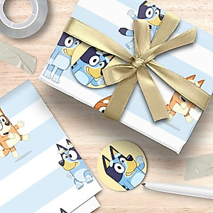 Danilo Promotions LTD BLW01 Bluey Wrapping Paper, Bluey Gift Wrapping, 2 Sheets 2 Tags Bluey
