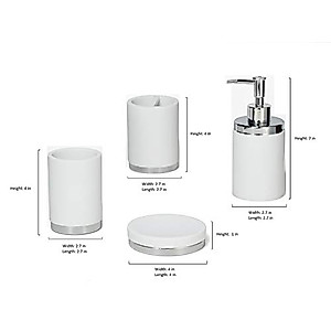 Roselli Trading Company 4pc - Hotel Bath Bathroom Accessory Set - Toothbrush Holder, Tumbler, Soap Dish, and Lotion Pump