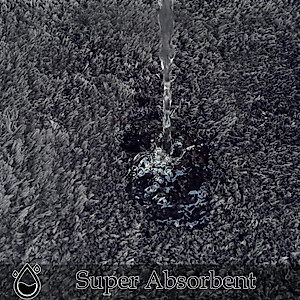 3 Piece Bathroom Rugs-Extra Soft and Absorbent Microfiber Bath Rugs, Non-Slip Plush Shaggy Luxury Mat with Rubber Backing, Machine Wash Dry, Bath Mats for Bathroom Floor, Tub and Shower, Deep Grey