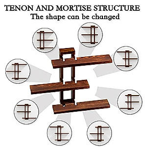 yaqew Variable Floating Shelves Wood Set of 4, Bathroom Shelves 28.35" Max, Rustic Shelves for Wall, Wall Shelves for Living Room Bedroom Farmhouse - Burnt Walnut Color - 28.35" x 23" x 4.3" Max