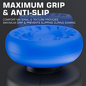 PlayRealm NO Falling Off Thumbstick Extender & Silicone Grip Cover 2 Sets for PS5 & PS4 Controller (Whirlpool Blue)