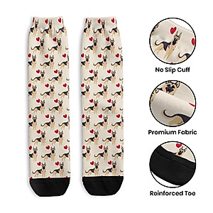 Vcmaluco German Shepherd Socks for Women Men, Novelty Mid-Calf Crazy Dog Socks Dress Socks, Gift for Dog Lovers