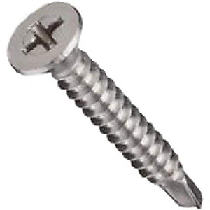 Small Parts Steel Self-Drilling Screw, Zinc Plated Finish, Flat Head, Phillips Drive, Self-Drilling Point, 2" Length, #10 Threads (Pack of 100)